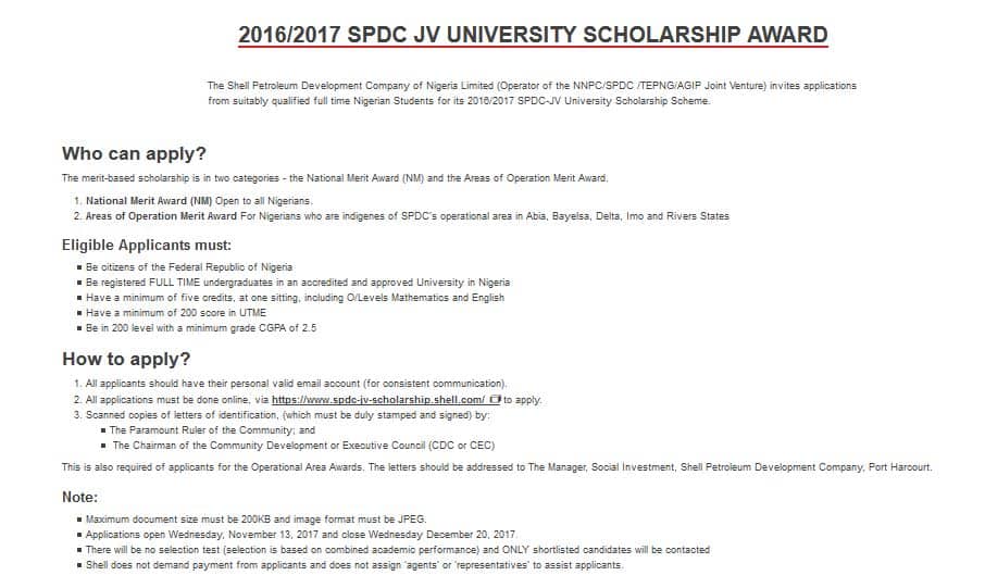 SHELL/SPDC Undergraduate Scholarship For Universities 2017 is OUT