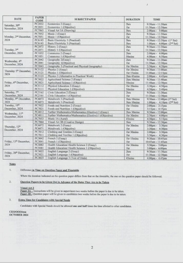 WAEC Releases GCE Timetable For Second Series 2024/2025 » Servantboy